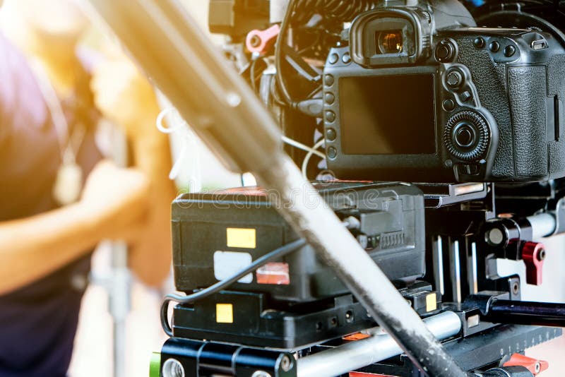 Filming with Professional Camera Background Stock Image - Image of lens ...