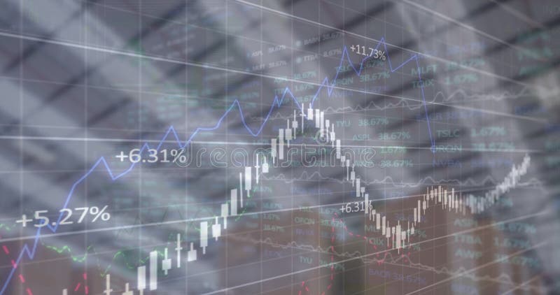 Image of Financial Data and Graphs Over Packages in Warehouse Stock ...
