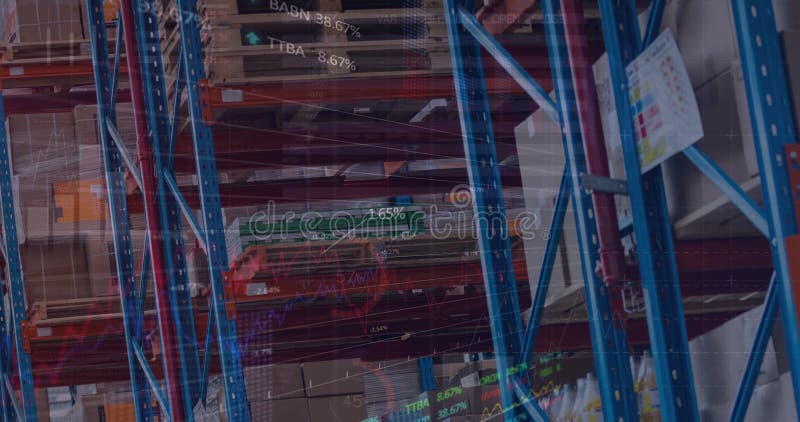 Image of Financial Data and Graphs Over Warehouse Stock Image - Image ...