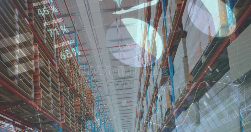 Image of Financial Data and Graphs Over Warehouse Stock Image - Image ...