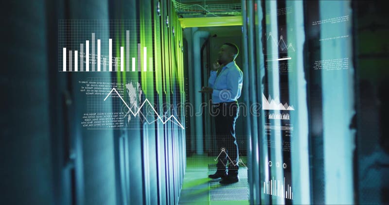 Image of Financial Data Processing Over African American Businessman in ...