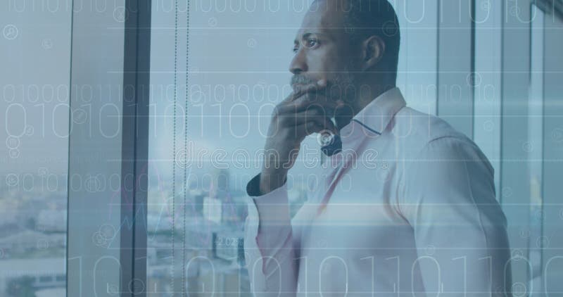 Image of Financial Data Processing Over African American Businessman ...