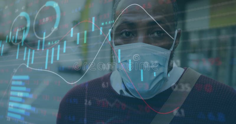 Image of Financial Data Processing Over African American Man in Face ...