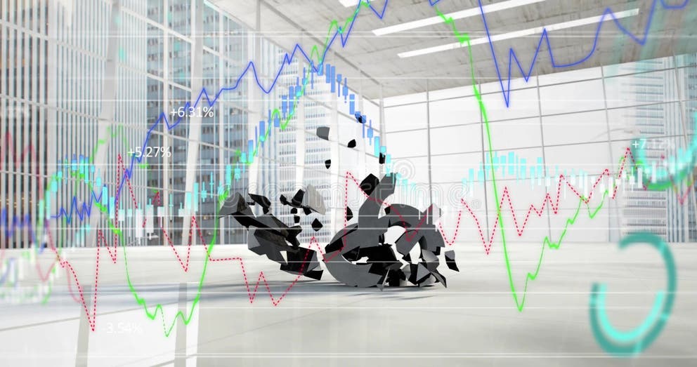 Image of Financial Data Processing Over Broken Dollar Symbol and ...