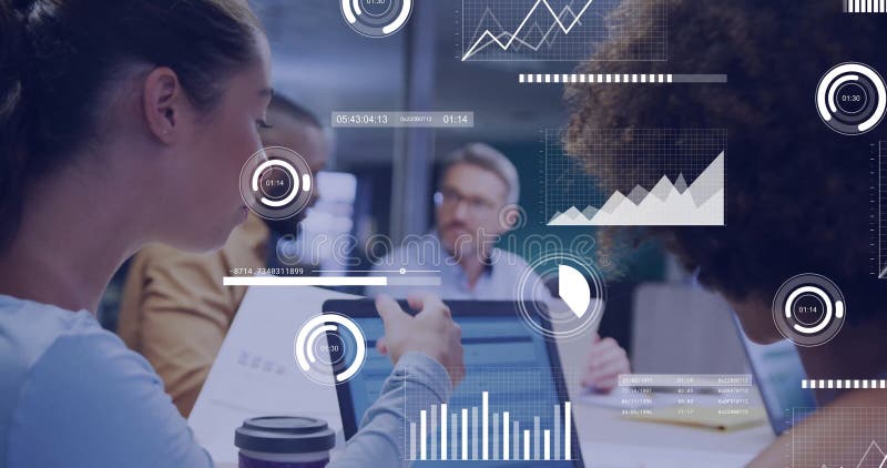 Image of Financial Data Processing Over Diverse Business People in ...