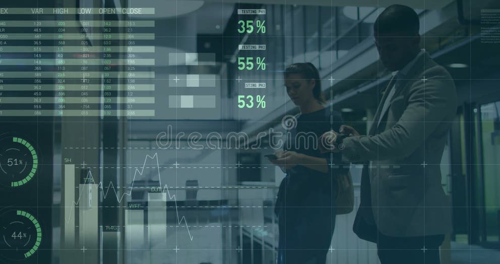Image of Financial Data Processing Over Diverse Colleagues Waiting for ...
