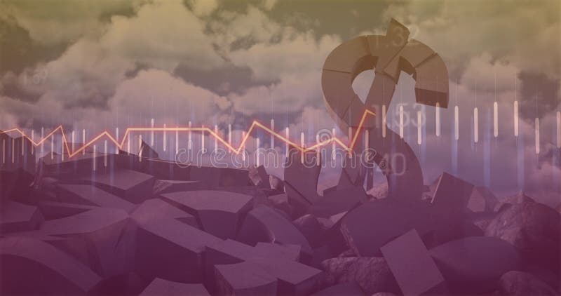 Image of Financial Data Processing Over Dollar Sign and Clouds Stock ...