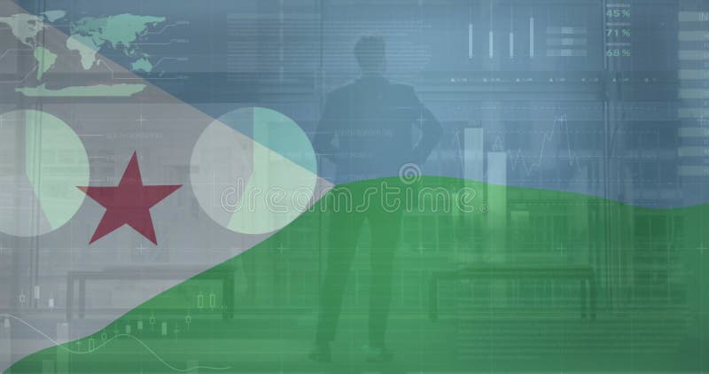 Image of Financial Data Processing Over Flag of Djibouti Stock Image ...