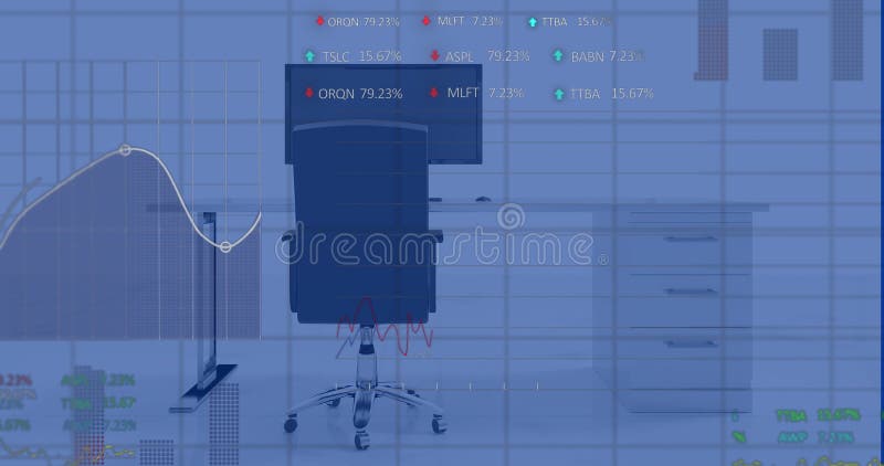 Image of Financial Data Processing Over Office with Computer on Desk ...