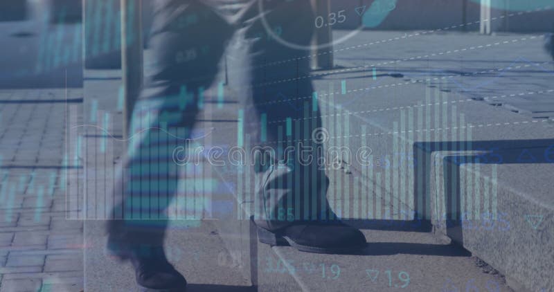 Image of Financial Data Processing Over People Walking on Street Stock ...