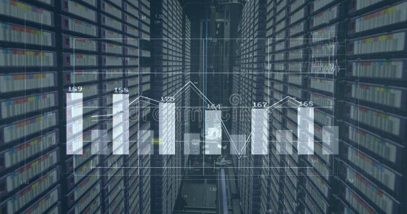 Image of Financial Data Processing Over Server Room Stock Photo - Image ...