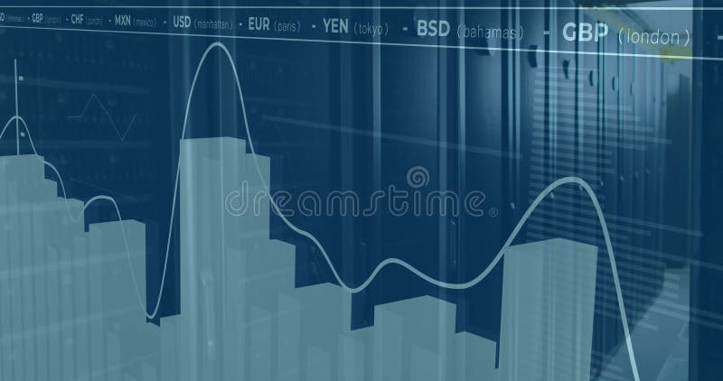 Image of Financial Data Processing Over Server Room Stock Photo - Image ...