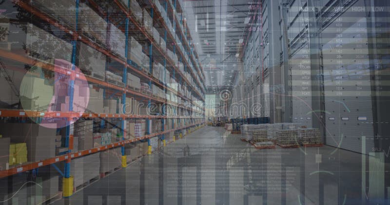 Image of Financial Data Processing Over Warehouse Stock Photo - Image ...