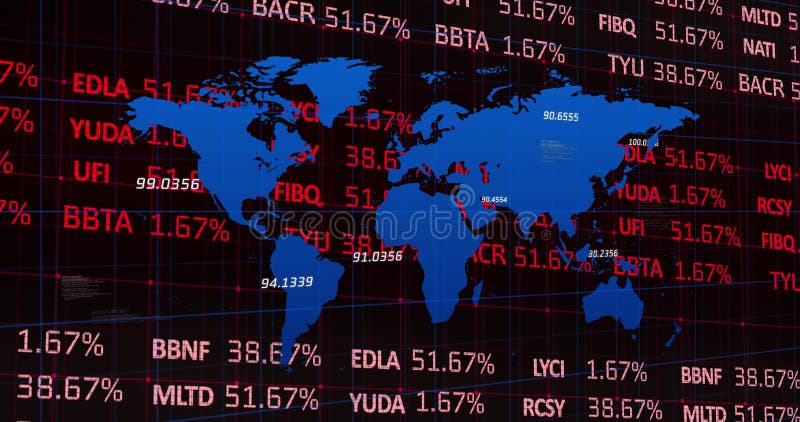 Image of Financial Data Processing Over World Map Stock Image - Image ...