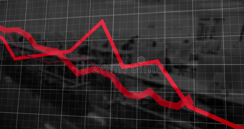 Image of Financial Data Processing with Red Lines Over Empty Classroom ...