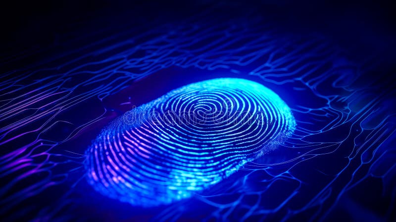 An Image of Fingerprint with Blue Light. Generative AI Stock ...