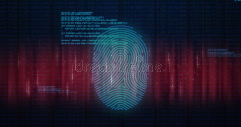 Image Of Fingerprint And Computer Language Over Abstract Pattern