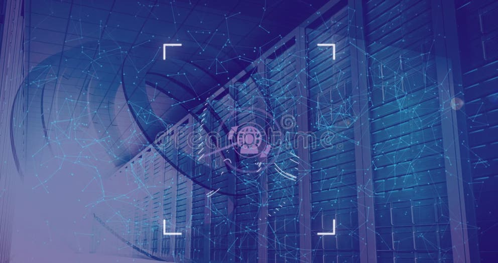 Image of Fingerprint Scanner and Network of Connections Against ...