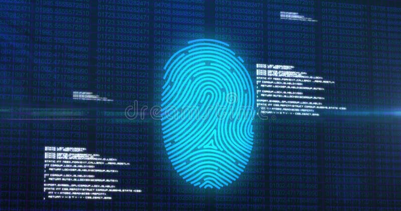 Image of Fingerprint Scanning with Lens Flare and Computer Language ...