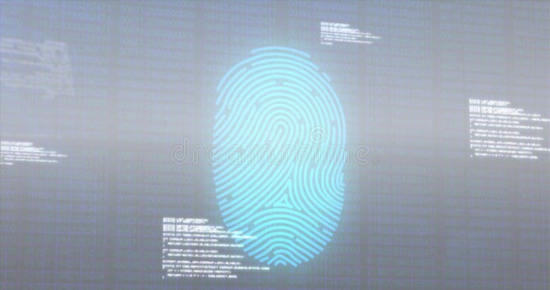 Image of Fingerprint Scanning and Programming Language Moving Over Blurred Binary Codes Stock ...