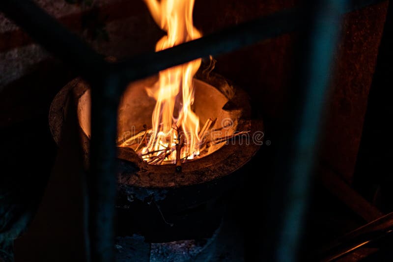The Image of a Fire in an Ancient Stove Stock Image - Image of medieval ...