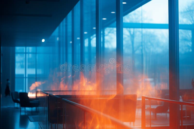 An Image of a Fire in an Office Building Stock Illustration ...