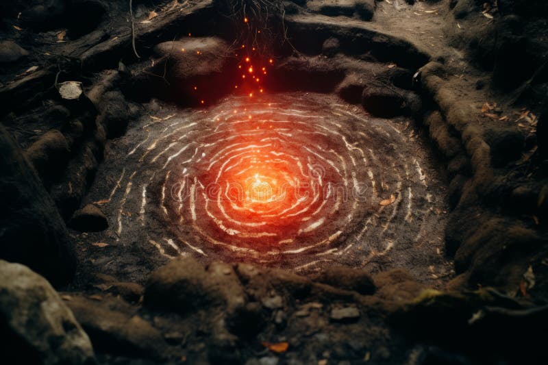 An Image of a Fire Pit in the Middle of a Forest Stock Illustration ...