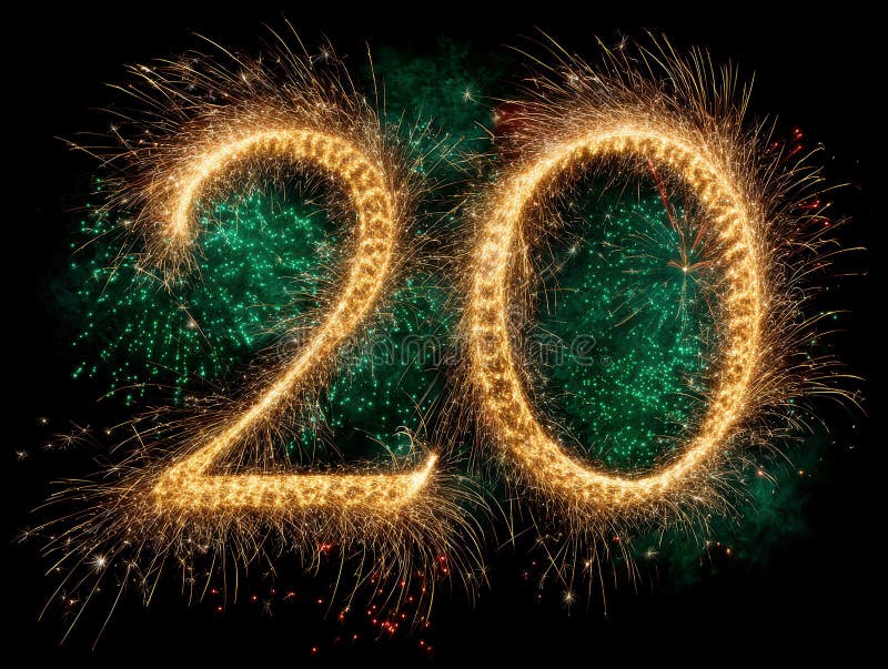 Image of a Firework Display Forming Number 20 Against a Dark Sky ...
