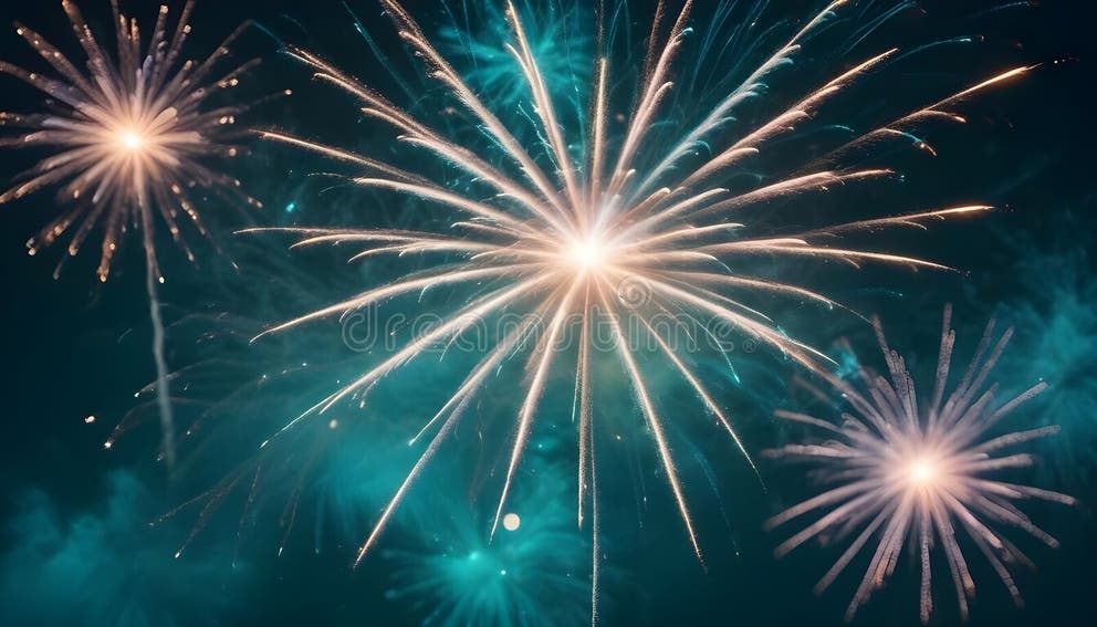 An Image of a Firework Exploding with Golden Light Against a Dark Blue ...