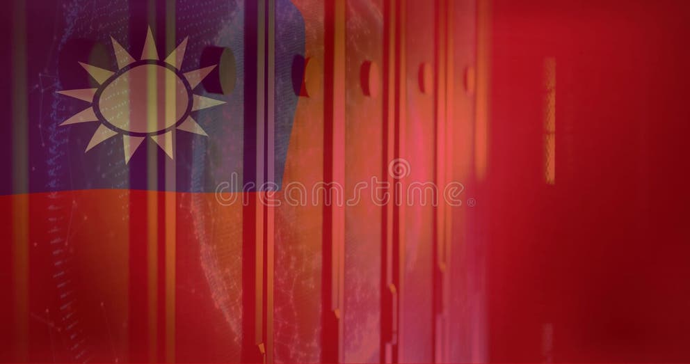 Image of Flag of Taiwan and Globe Over Server Room Stock Image - Image ...