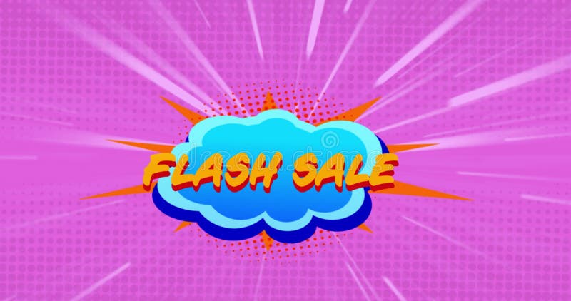 Image of Flash Sale Text Written Over Speech Bubble on Stripes Moving ...