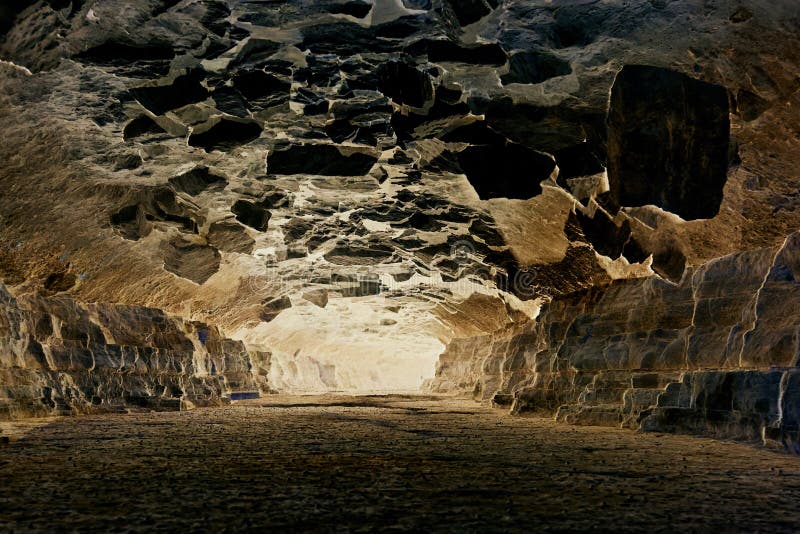 Flat Cave Floor with Park Rocks on Ceiling Stock Image - Image of cave ...