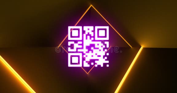 Image of Flickering Pink QR Code with Yellow Neon Lines Stock ...