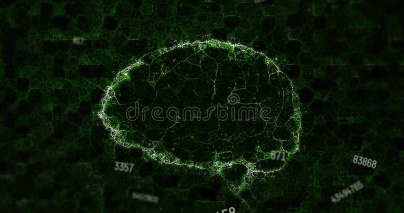 Image of Floating Changing Numbers Over 3d Model of Human Brain ...