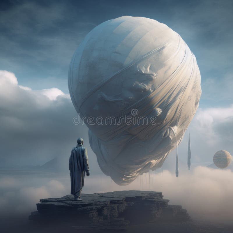 Image of Floating Colossal Futuristic Statue in the Sky Generative AI ...