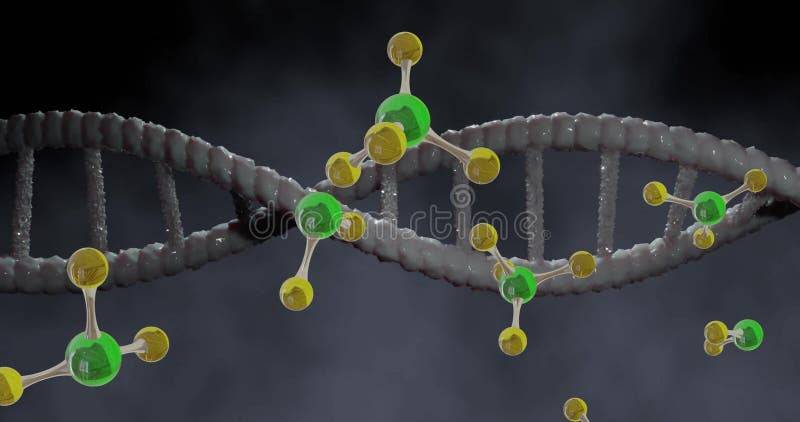 Image of Floating Molecules Over Dna Strand Stock Illustration ...