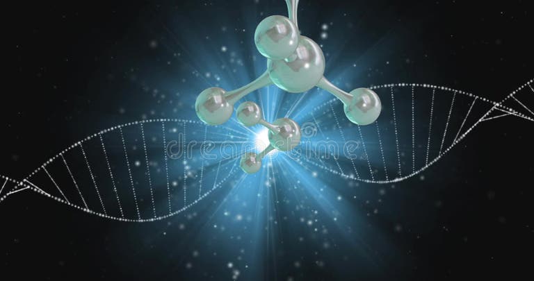 Image of Floating Molecules Over Dna Strand Stock Illustration ...