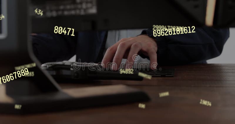 Image of Floating Numbers Over Caucasian Businessman Working Stock ...
