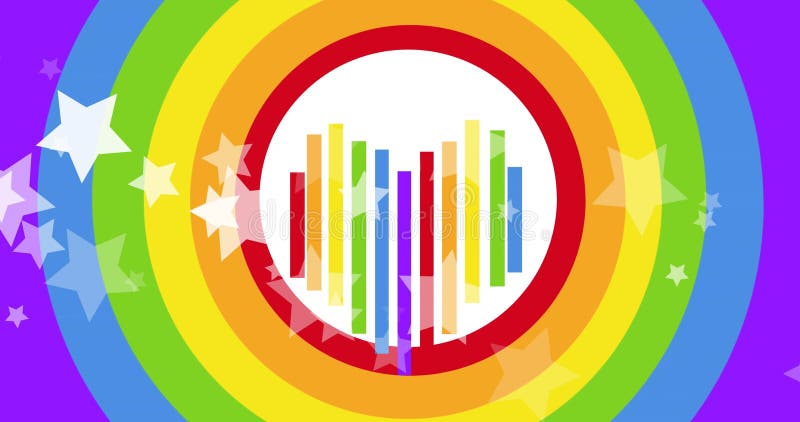 Image of Floating Stars Over Heart on Rainbow Background Stock Image ...