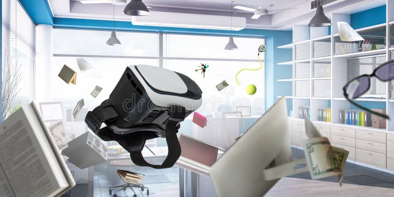 Image of Floating Virtual Reality Goggles . Mixed Media Stock Photo ...