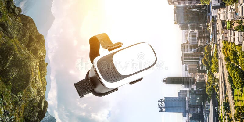 Image of Floating Virtual Reality Goggles . Mixed Media Stock Image ...