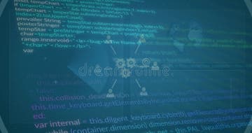 Image of Flow Charts with Computer Icons Over Programming Language ...