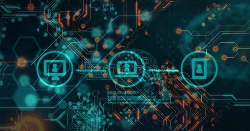 Image of Flowchart Icons and Computer Language Over Circuit Board ...
