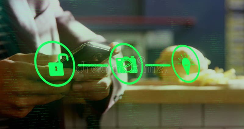 Image of Flowchart Over Midsection of Caucasian Man Scrolling Phone ...