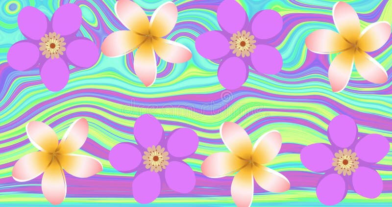 Image of Flowers and Moving Colourful Liquid Background Stock ...
