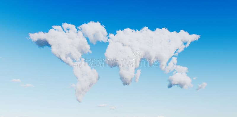 Image of a Fluffy Cloud in the Shape of the World S Continents Floating ...