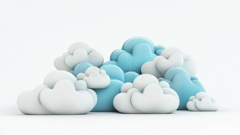 An Image of Fluffy, Round 3D Clouds on a White Background. a Soft ...