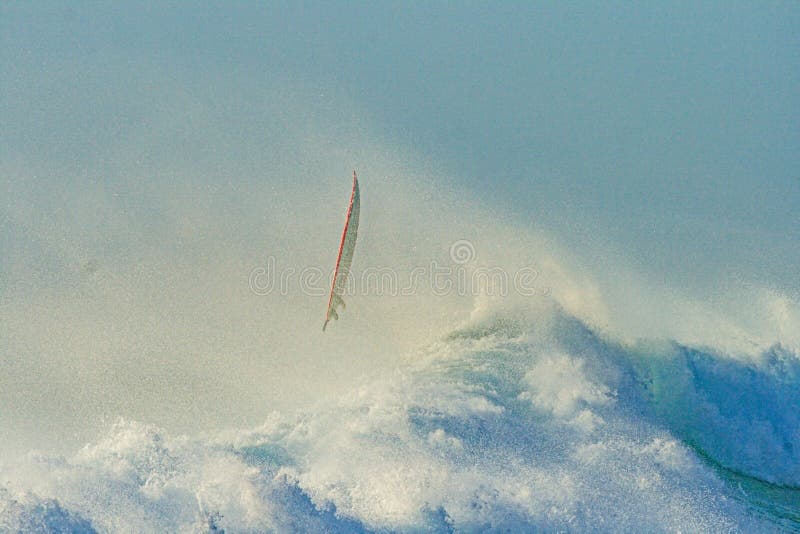 Image of Flying Surfboard after Falling Over High Wave Stock Photo ...