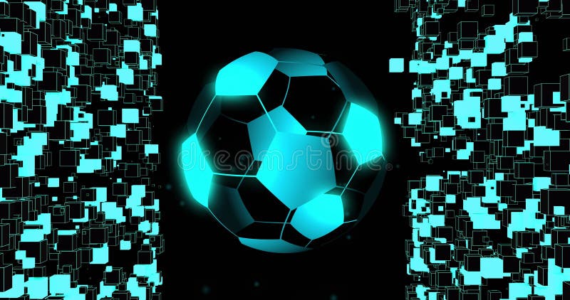 Image of Football and Network of Connections on Black Background Stock ...