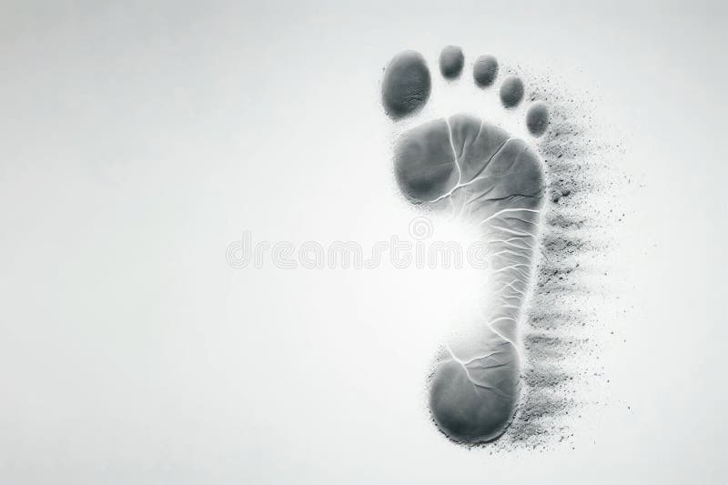 An Image of a Footprint Breaking Down into Small Particles. Space for ...